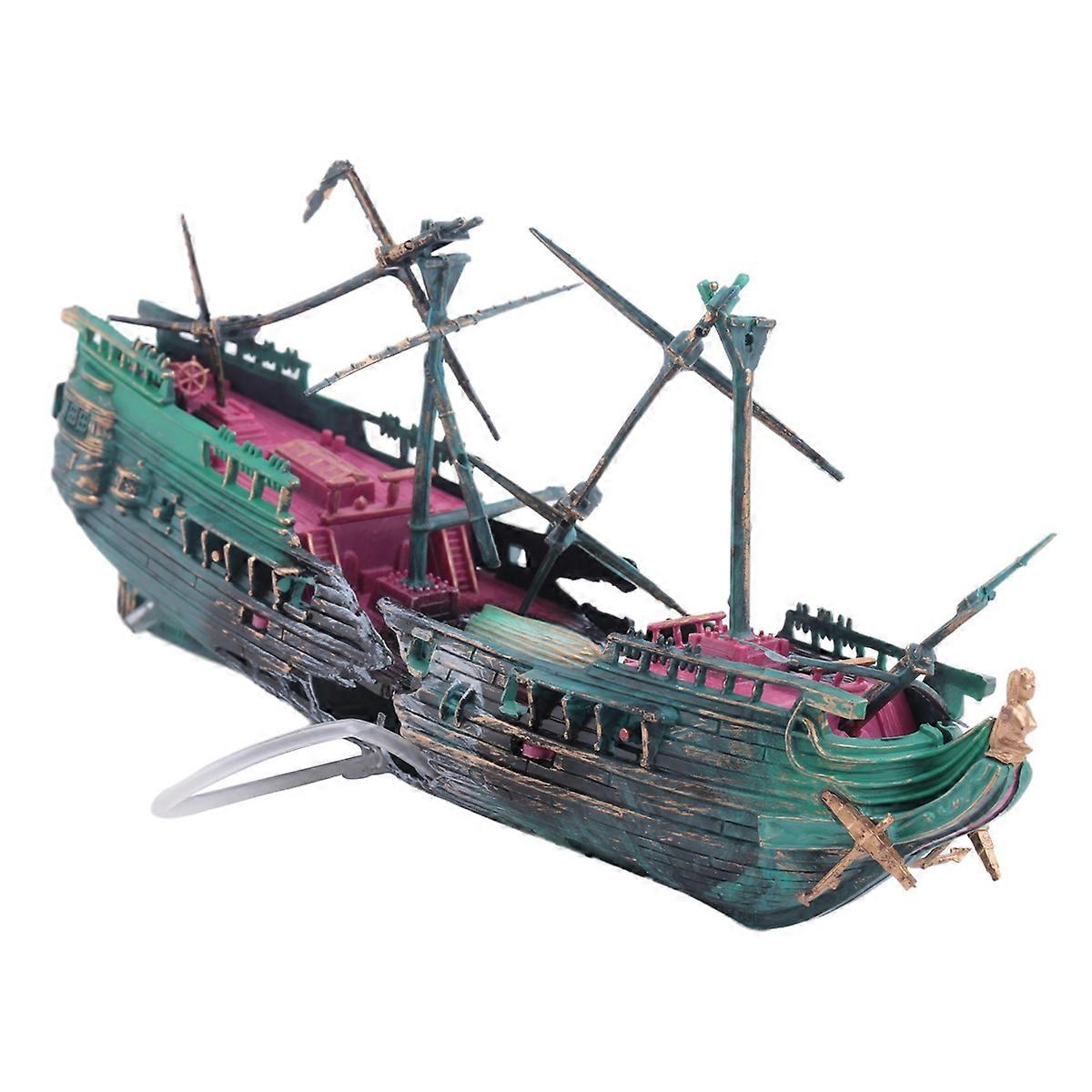 Large Aquarium Shipwreck Decor Boat Plastic Set Resin Ship Fish Tank ...