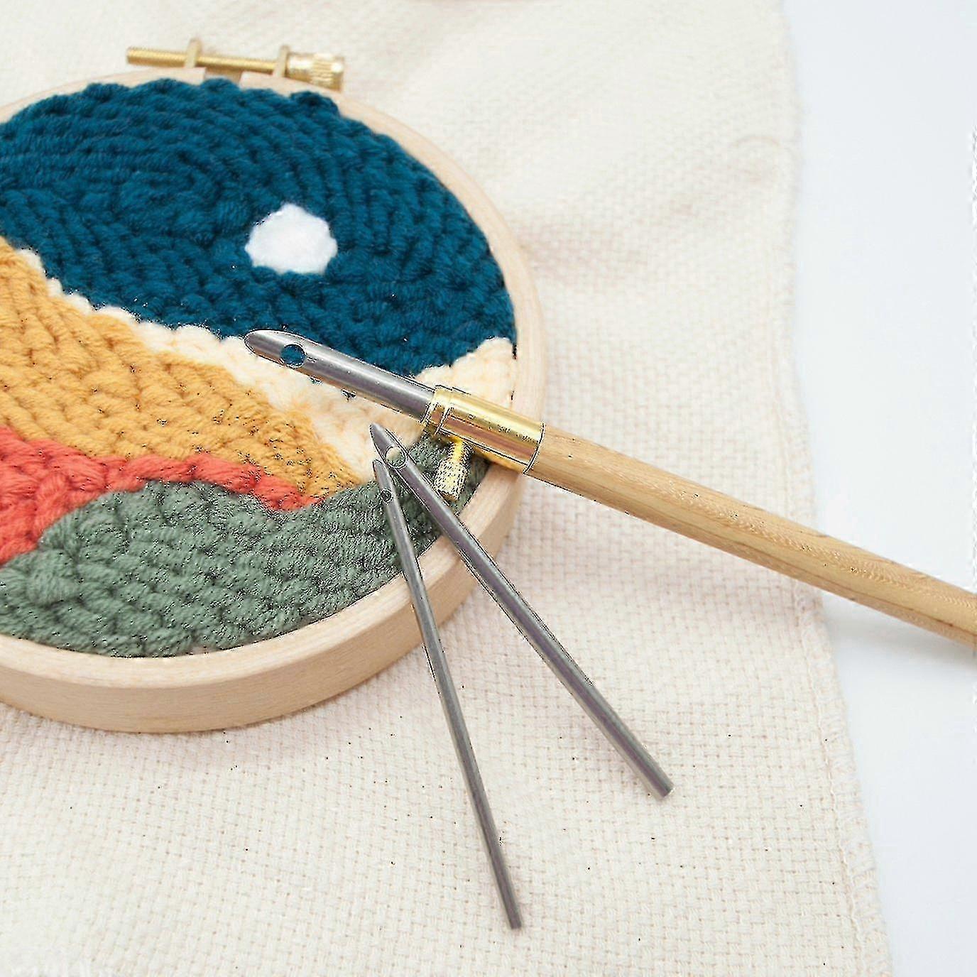 Wooden Punch Needle Embroidery Tool for Thread/Yarn Crafts - Hand ...