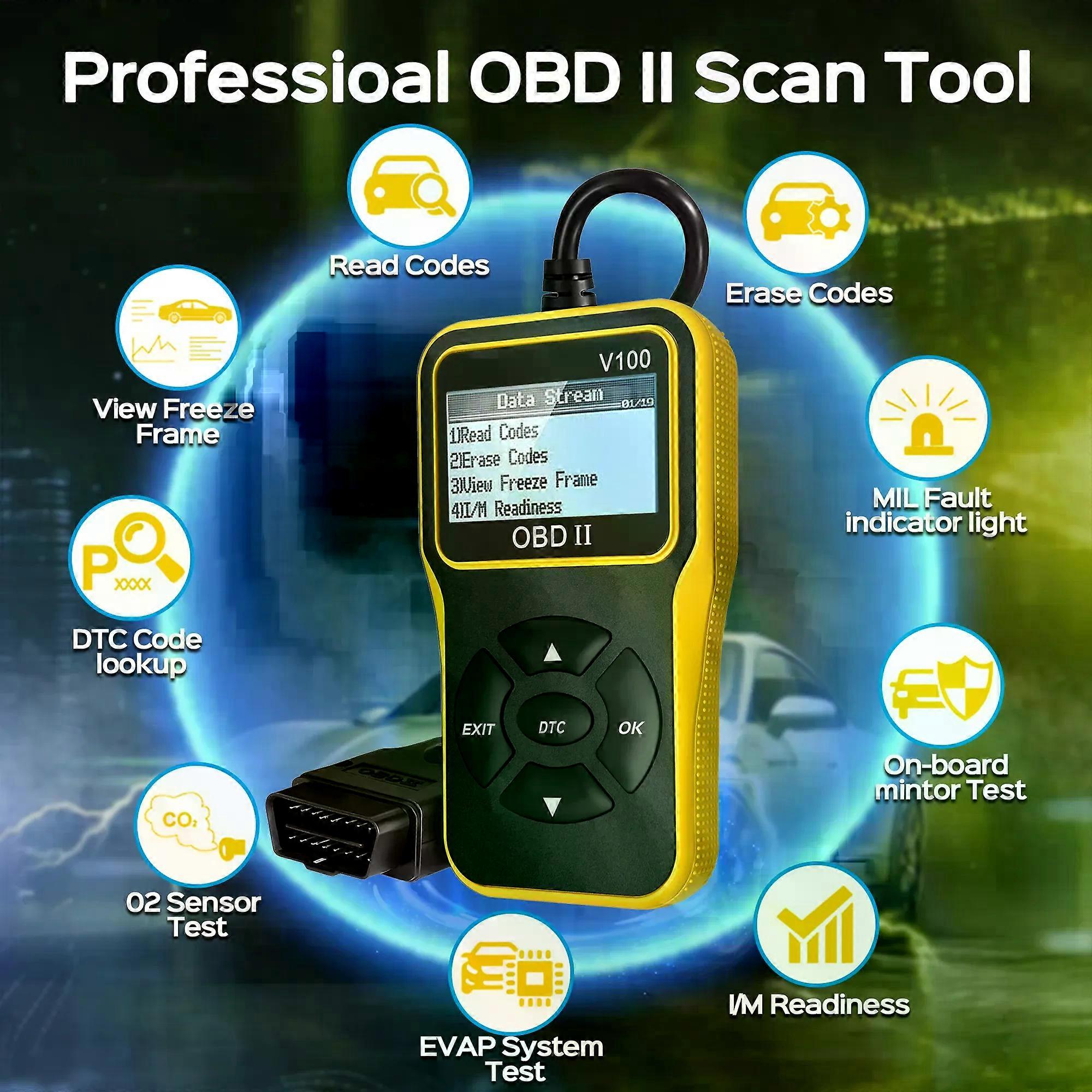 OBD2 Scanner Diagnostic Tool,Auto Check Engine Code Reader with Reset ...