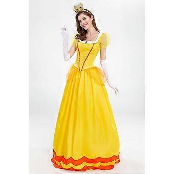Women's Super Mario Peach Cosplay Costume Pink Princess Dress + Gloves ...