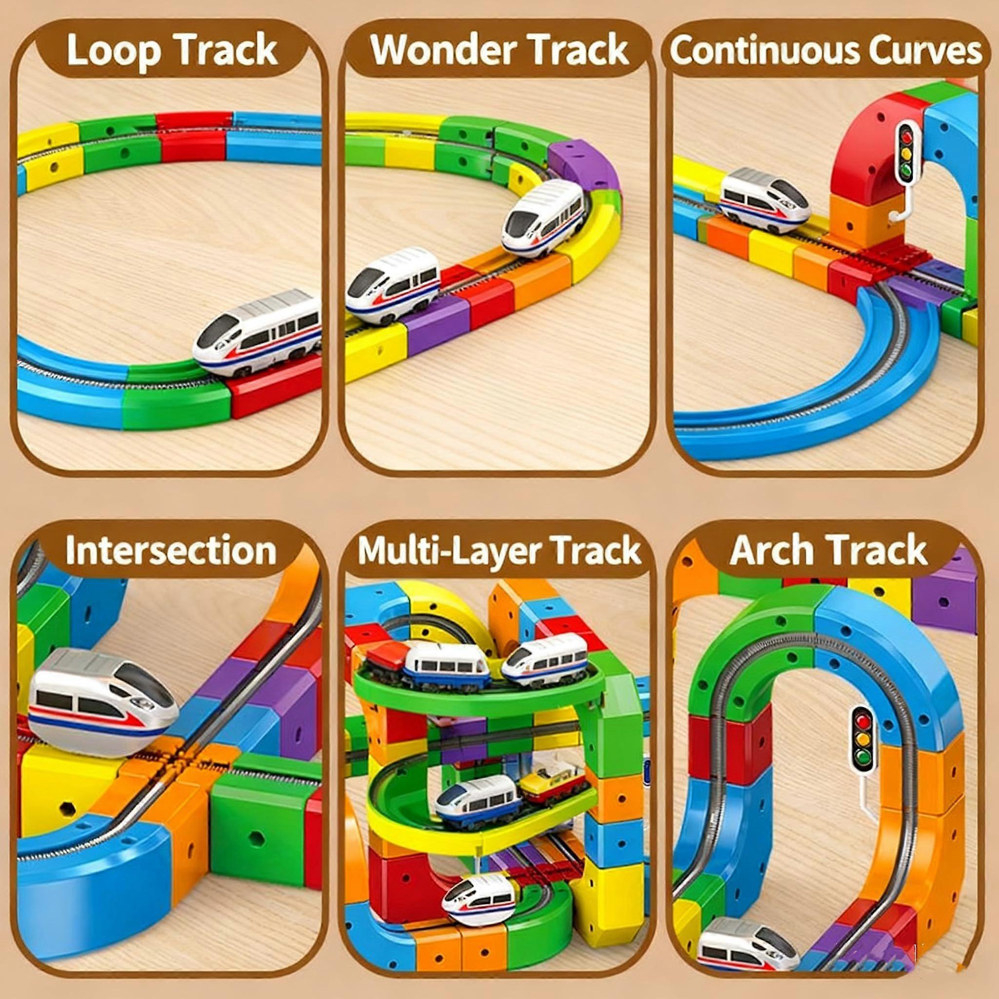 Magnetic Anti-Gravity Train Set & Race Car Track, Electric Train Set 3D Cubes STEM Building ...