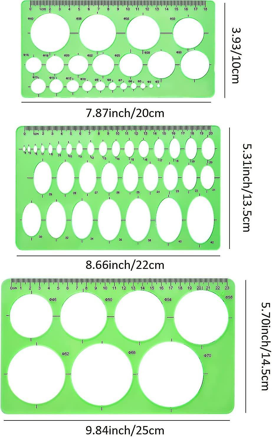 Circle Templates 3pcs Plastic Round And Oval Templates Measurement ...