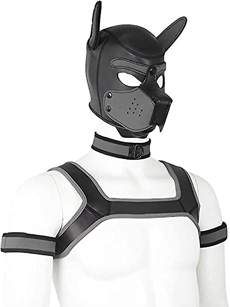 Adults Neoprene Puppy Hood Mask, Removable Cosplay Dog Full Face Pup ...