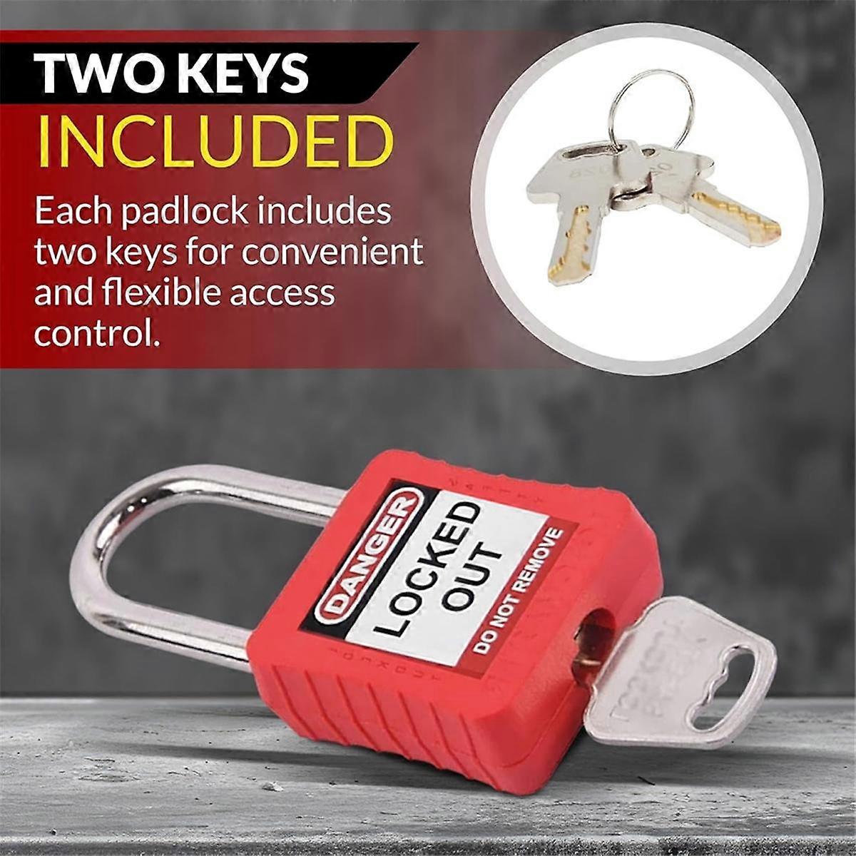 Lockout Tagout Lock Set - 7 Red LotoLocks, Lock Out Keyed Different - Padlock with 2 Brass Red ...