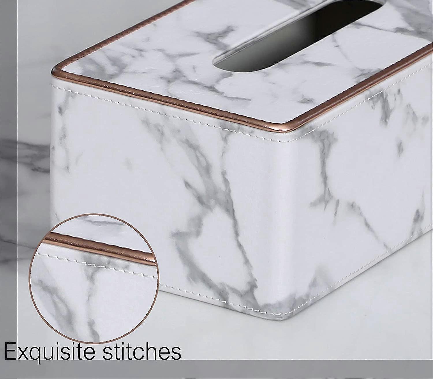Tissue Box Cover Rectangular PU Leather Facial Tissue Dispenser Box ...