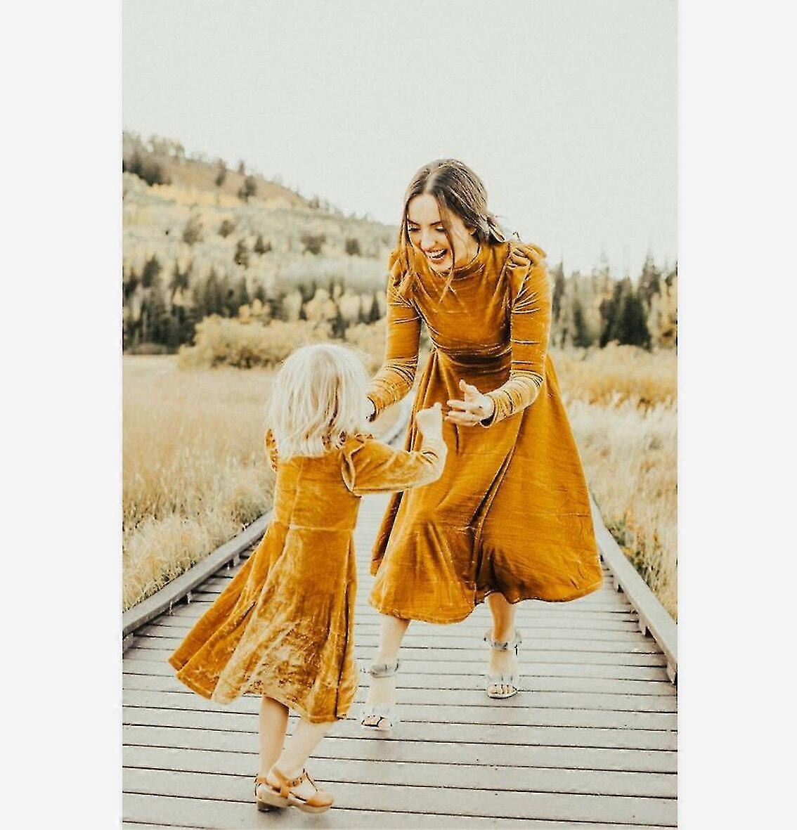 Autumn Mother Daughter Dress Full Sleeve Mommy And Me Dresses Clothes ...