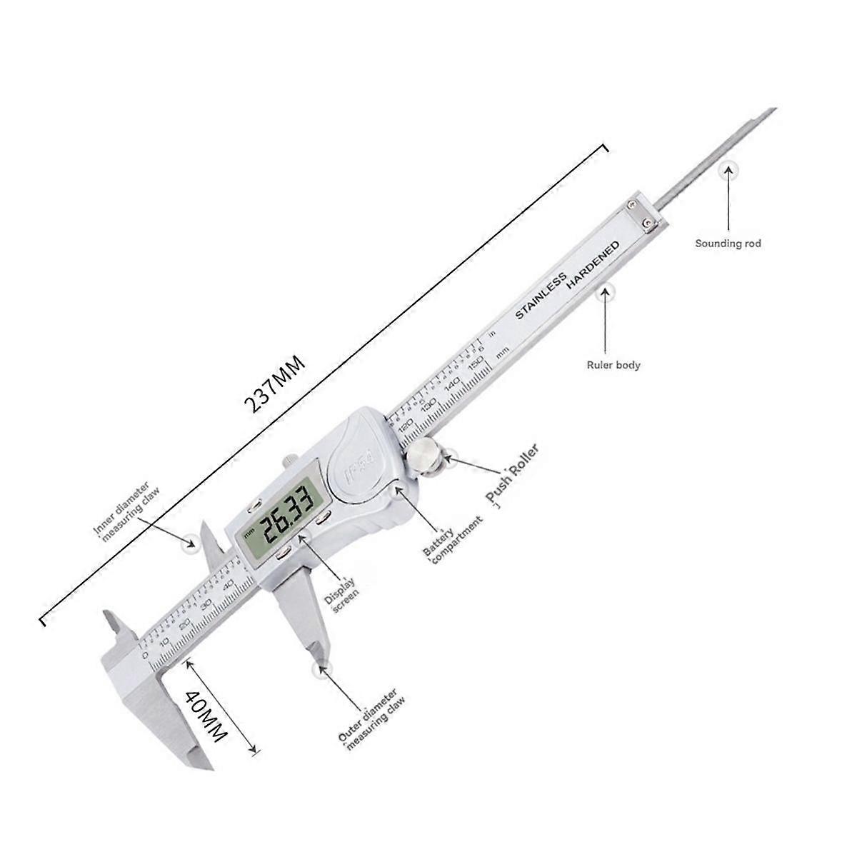 Hardened Stainless Steel Caliper Digital Caliper Vernier Calipers ...