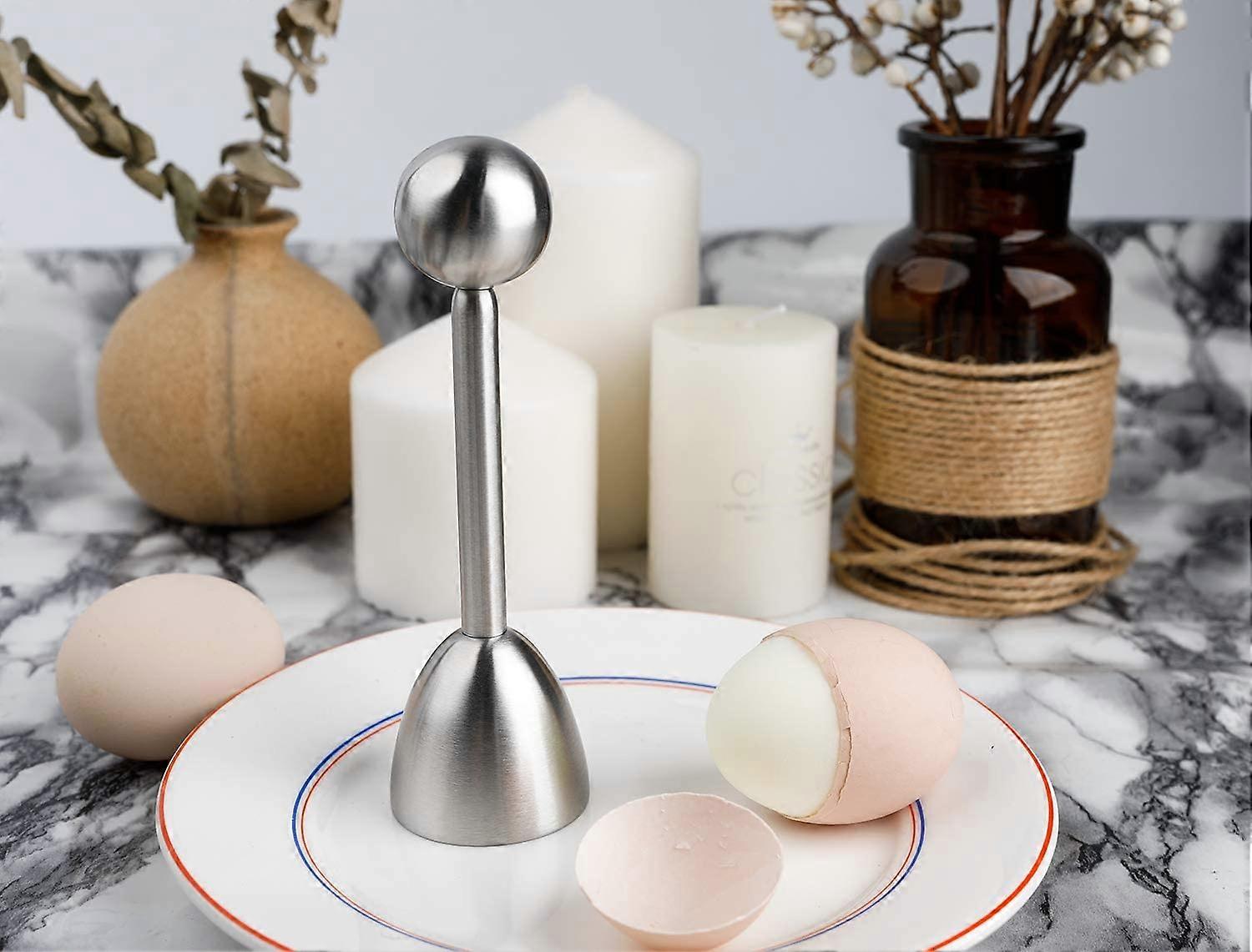 2piece Soft Hard Boiled Egg Cracker Topper Stainless Steel Shell ...