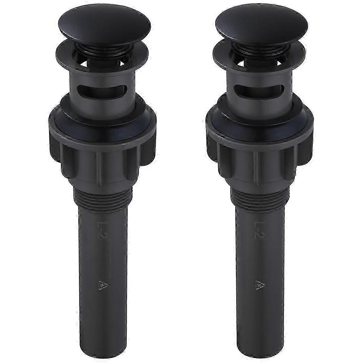 Badrum handfat avlopp med överflöde 2-pack, matt svart pop-up ...