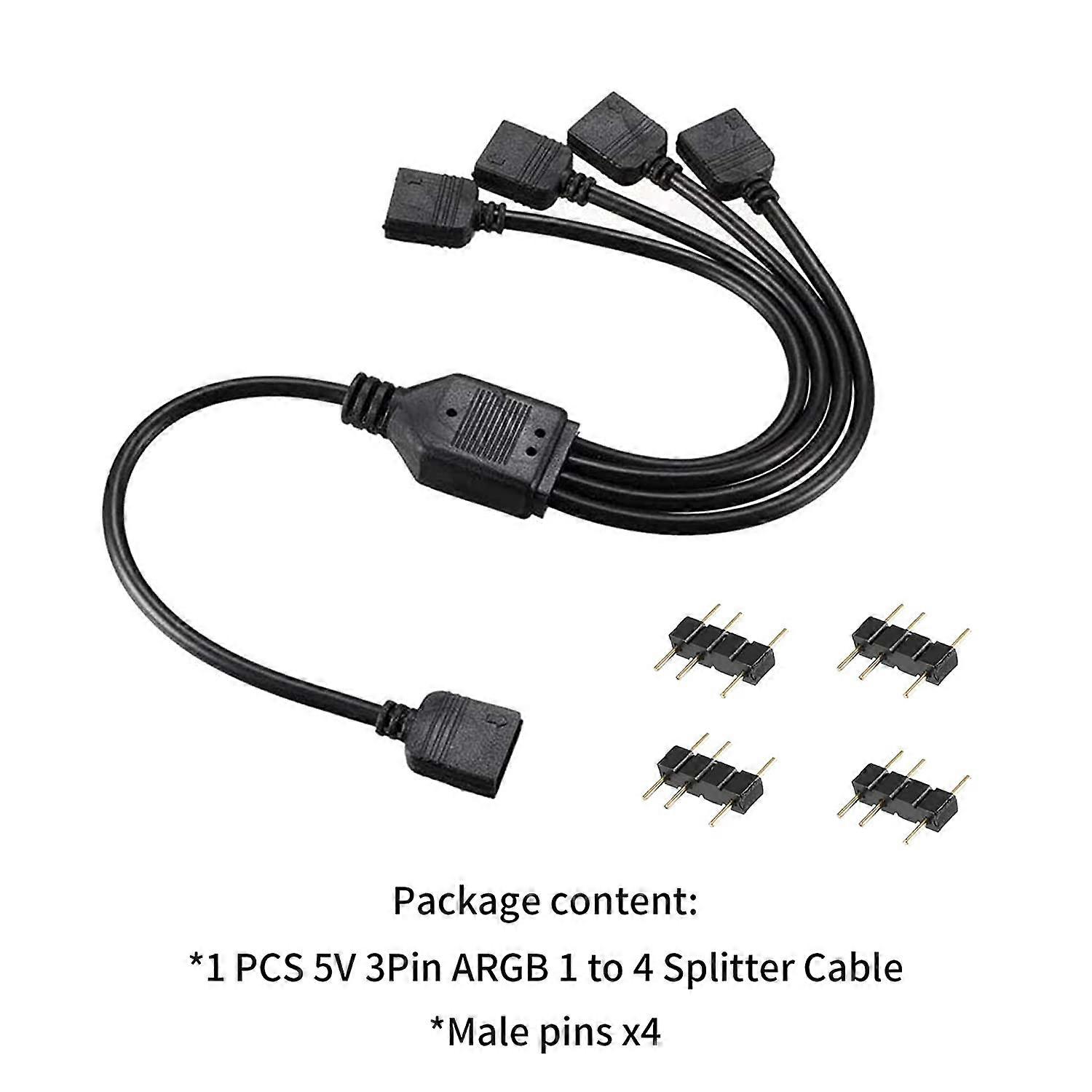 3 pin ARGB 1 to 4 rgb splitter cable led strip connector - 30cm | Fruugo UK