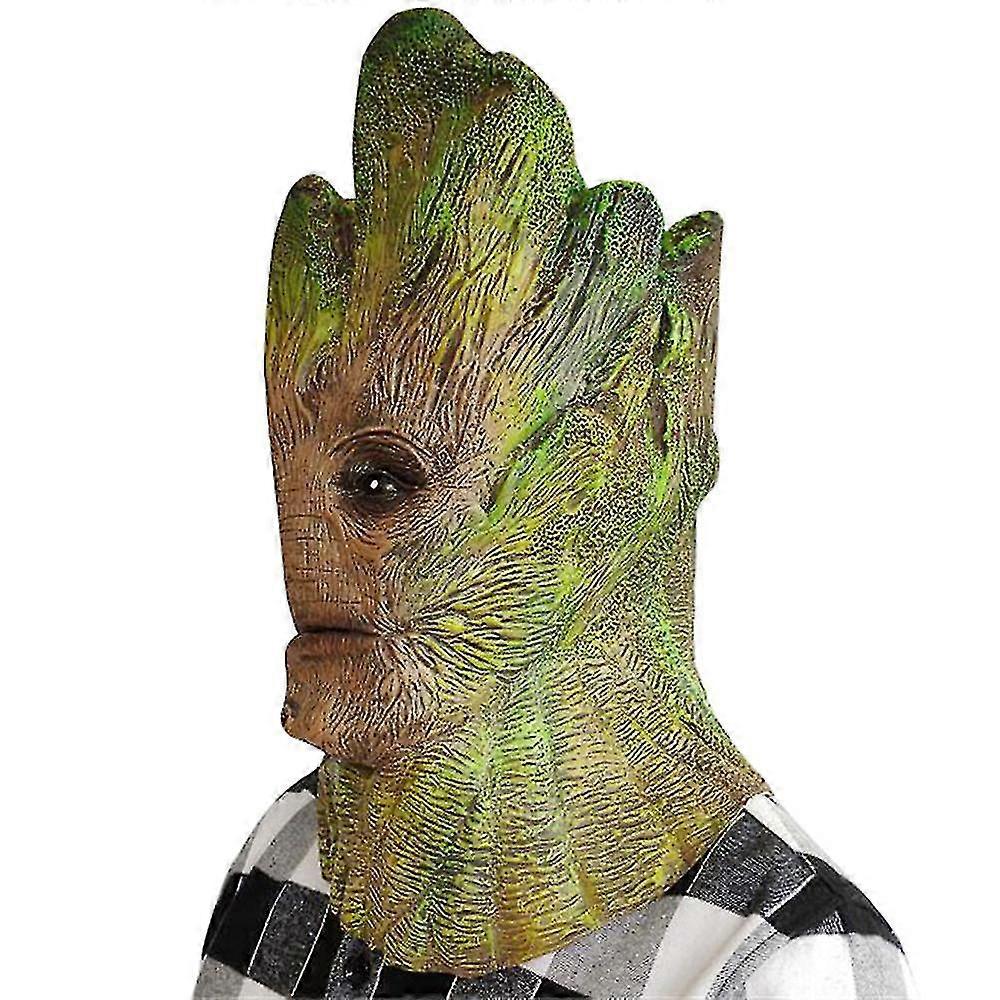 Green Groot Mask Halloween Costume Party Latex Prop Full Head Scary ...