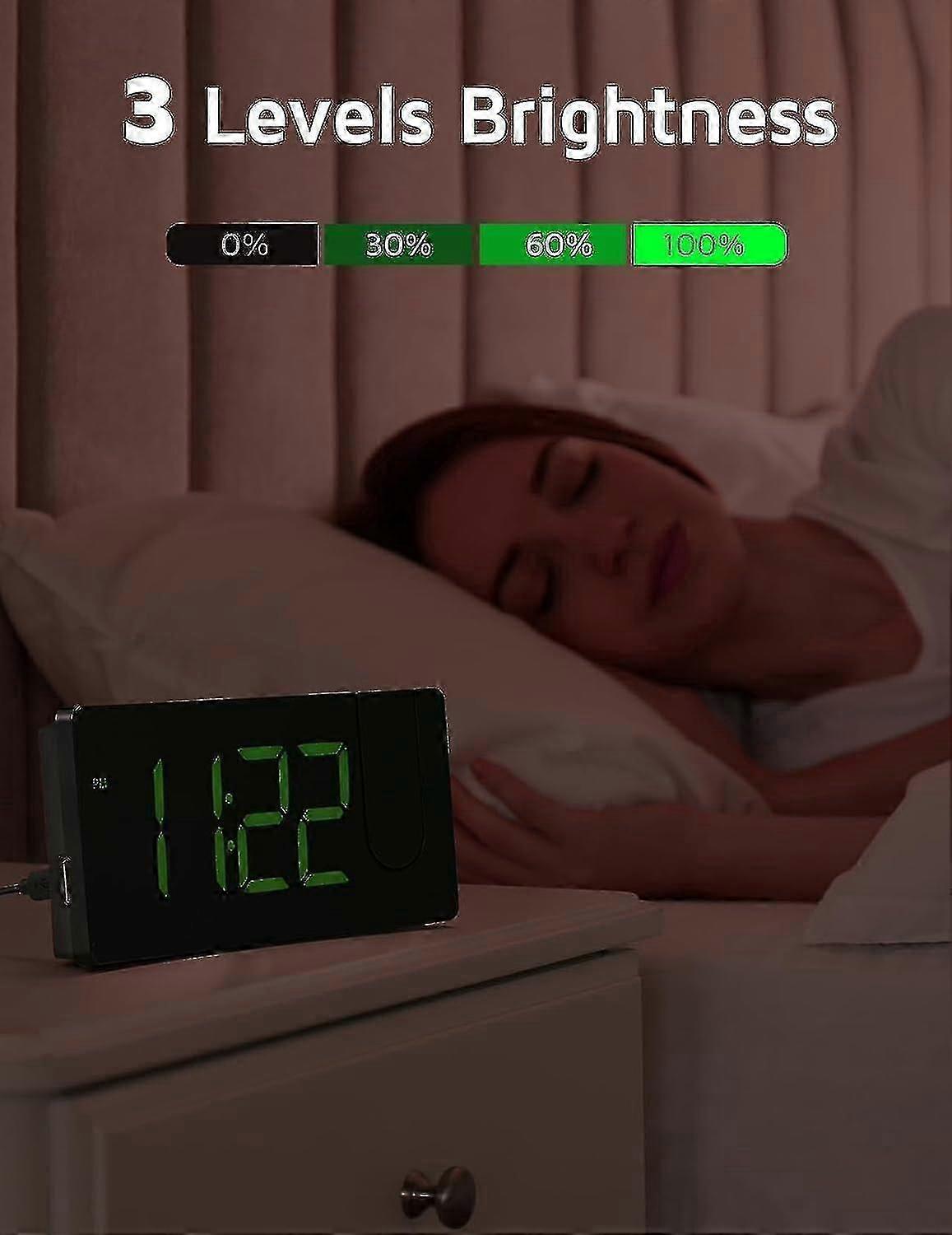 Projection Alarm Clock, Digital Clock with 180 Rotatable Projector, 3 ...