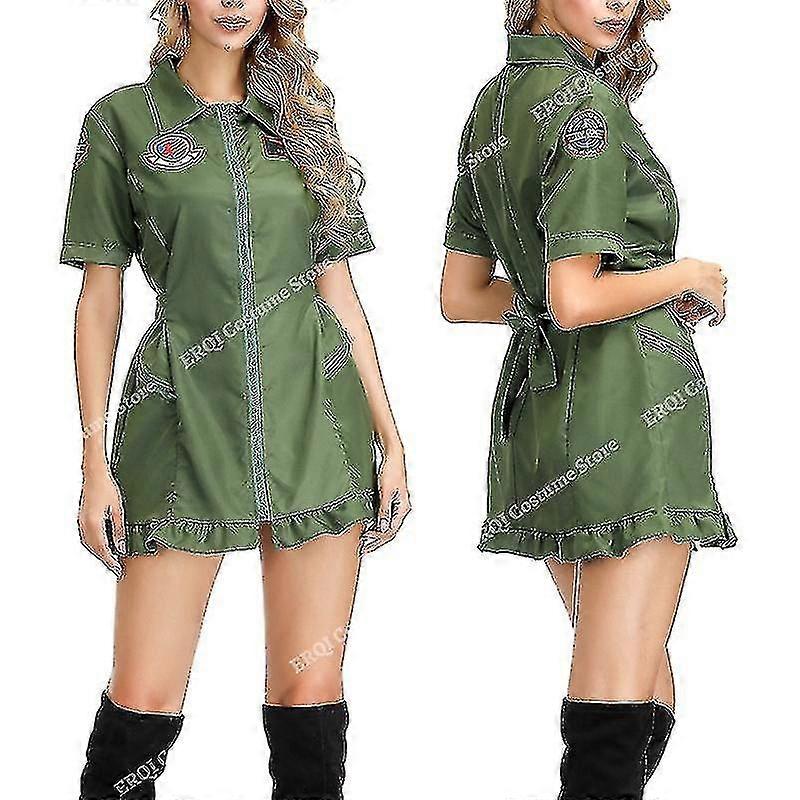 Pilot Costume Men Women Fighter Pilot Costume Adult Plus Size Top Gun ...