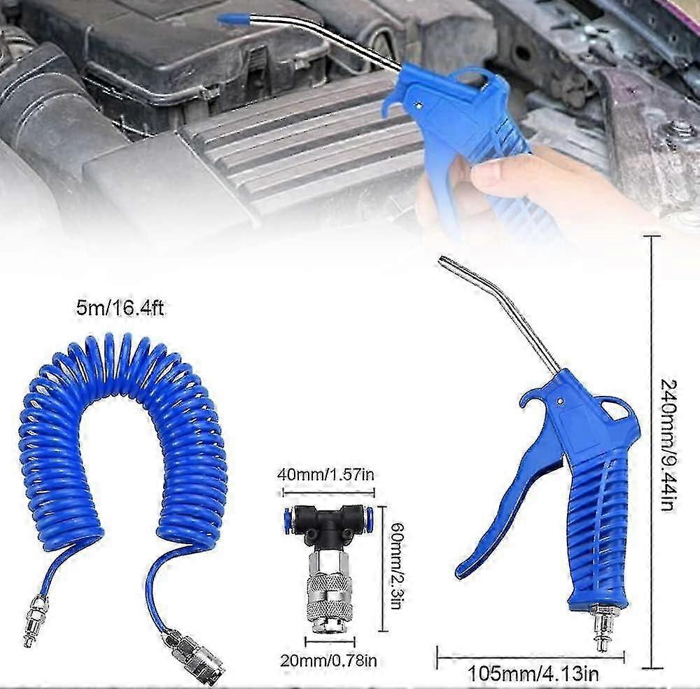 Air Blow Gun With 5m Spiral Compressed Air Hose, Compressed Air Blow ...