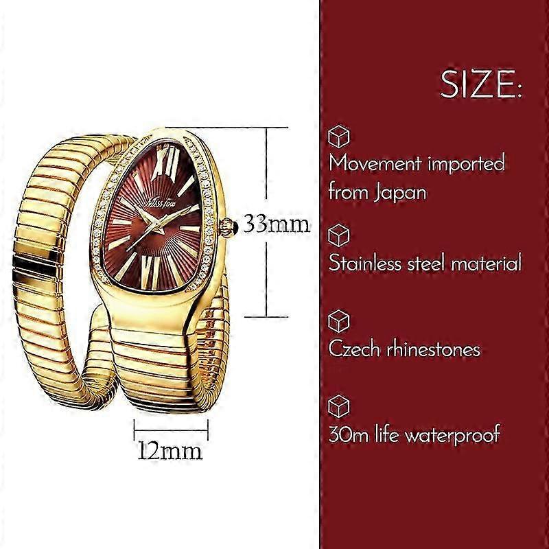 MISSFOX Women's Watches Snake Shape Luxury Wrist Watch For Women Steel ...