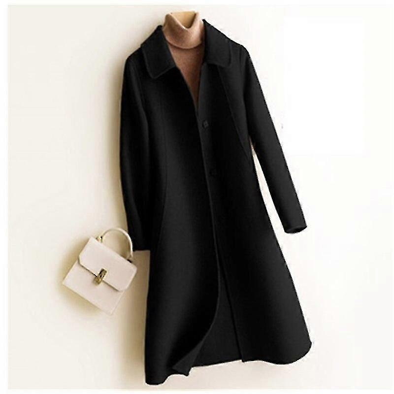 Pure Wool Coat Women Double-sided Solid Color Jacket Long Wool Coat ...