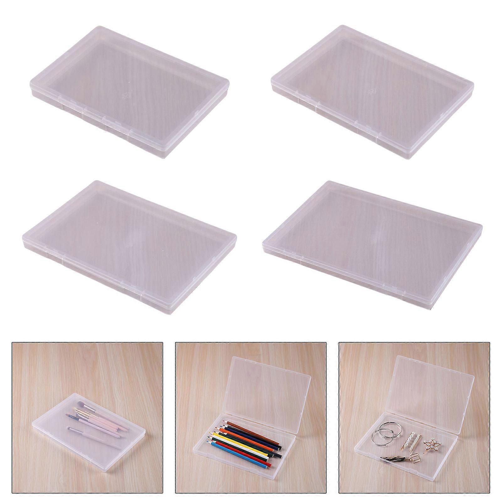 Pack Of 5 Clear Flat Plastic Storage Boxes for Organizing Beads Tools ...