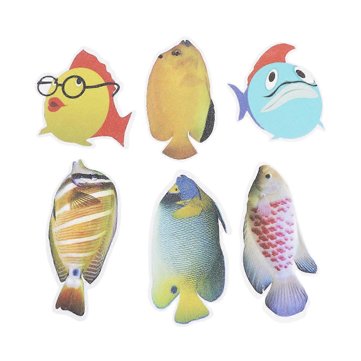 6Pcs Assorted Color Non-Slip Fish Shape Stickers for Bathroom Wet Floor ...