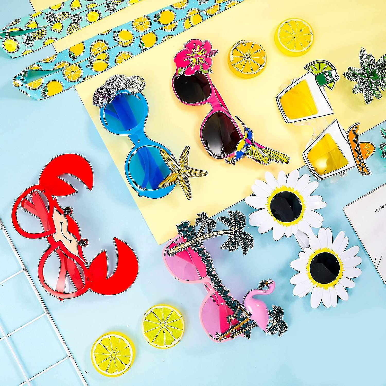 6 Pairs Novelty Party Sunglasses, Funny Hawaiian Sunglasses, Beach ...