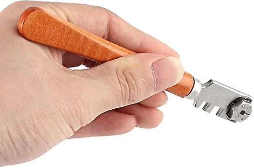 Professional grade 130mm six-wheeled glass cutter with wooden handle, perfect for cutting and ...