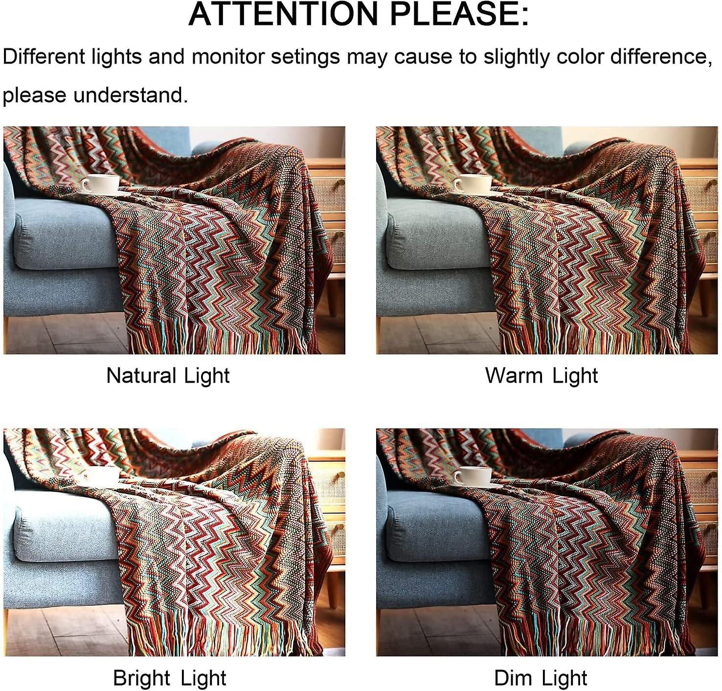 Fall Boho Throw Blanket For Couch - Soft Knit Farmhouse Boho Throw ...