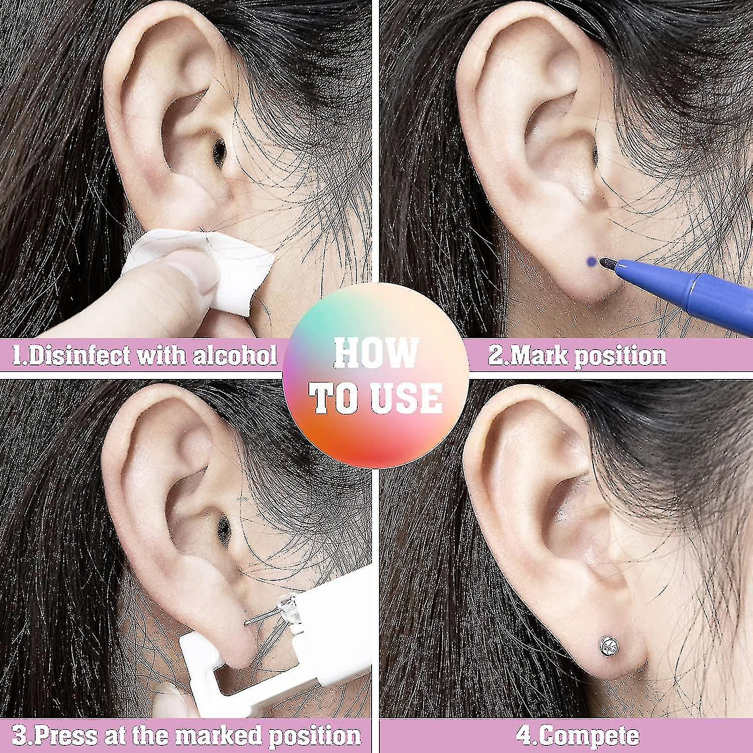 2024 New 8 Pack Disposable Ear Piercing Gun With Ear Studs Painless And ...