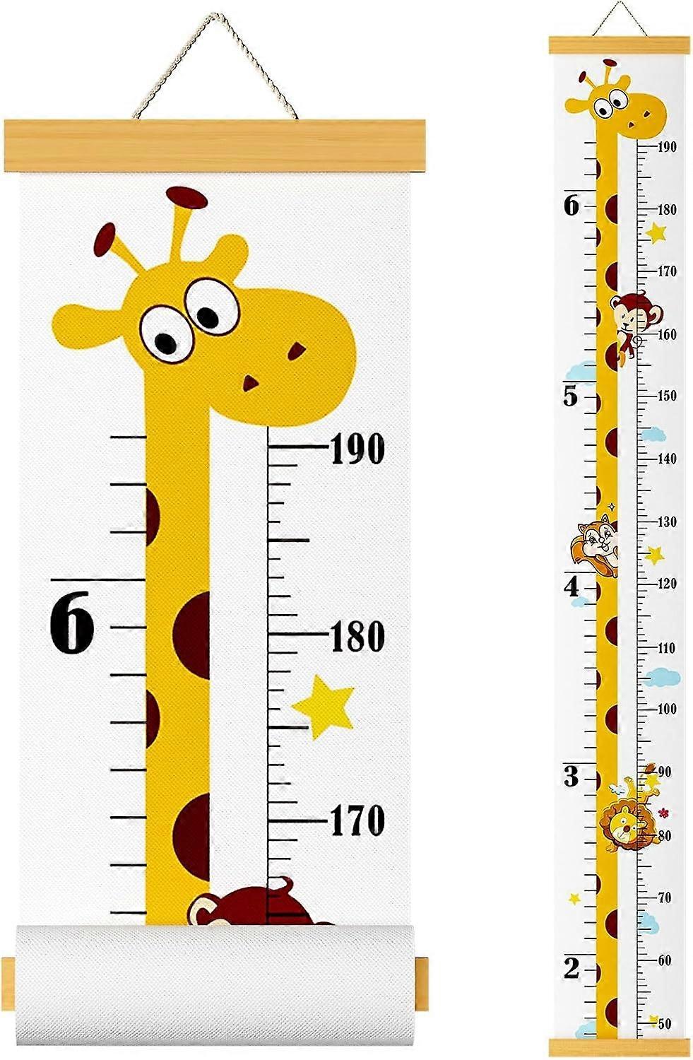 Baby Height Growth Chart Wall Hanging Measuring Ruler for Kids, Removable Canvas and Wood Wall ...