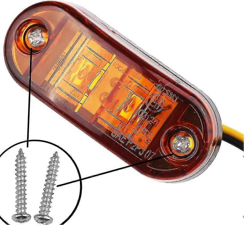 6 X Orange Amber Led Side Marker Lights 12v 24v, Front Indicator Light ...