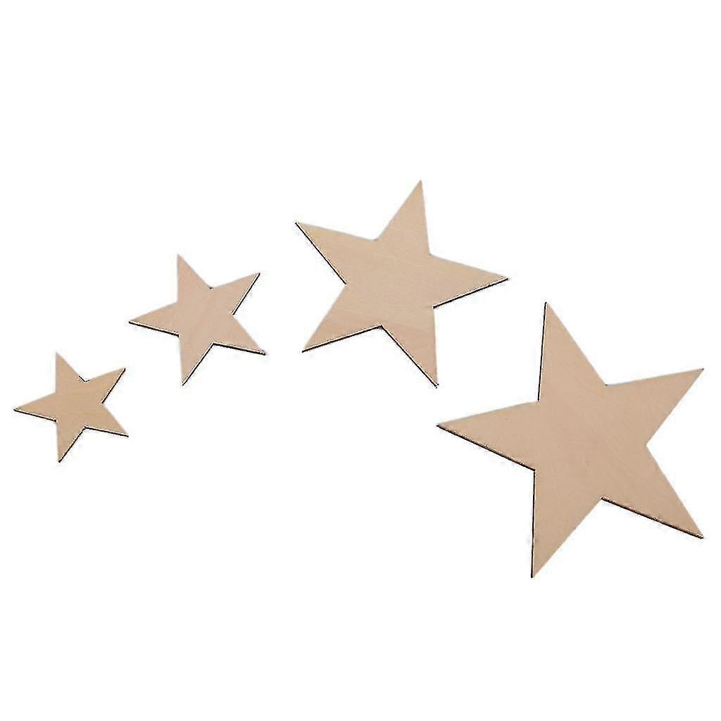 50 Pieces 3mm Thick Star Shape Wooden Embellishments For Diy Crafts ...