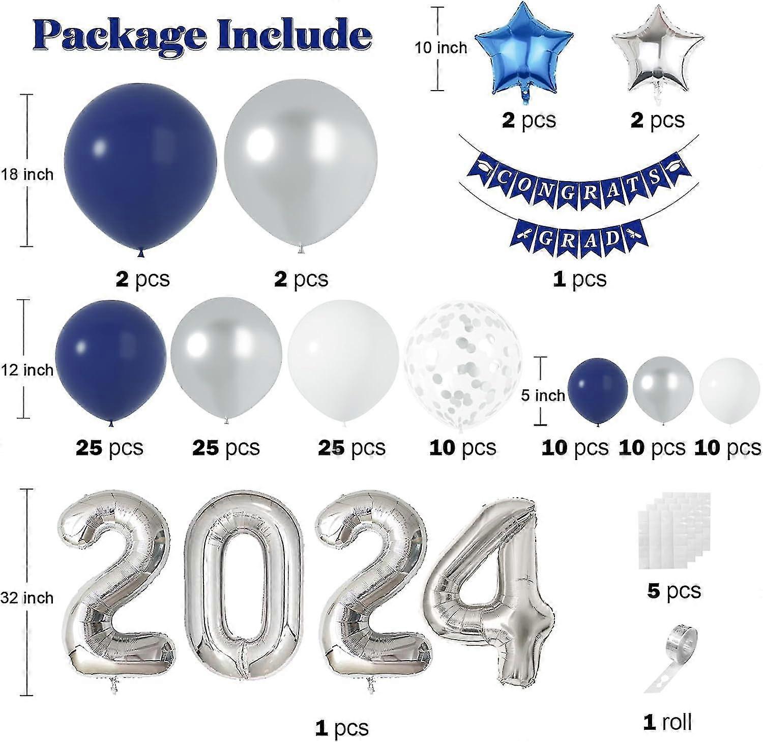 Graduation Decorations Class of 2024, Navy Blue & Silver Graduation ...