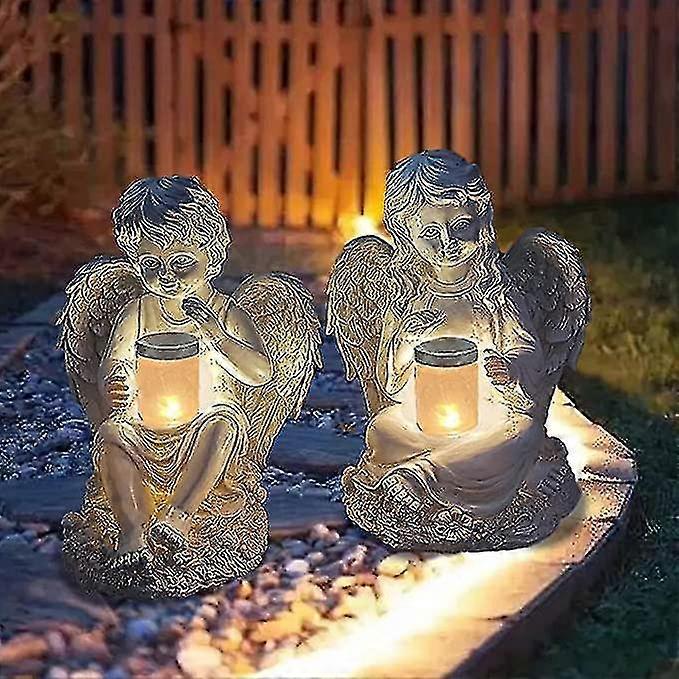 Garden Ornaments Solar Angel Decorations Statues -boys Guardian Angel ...