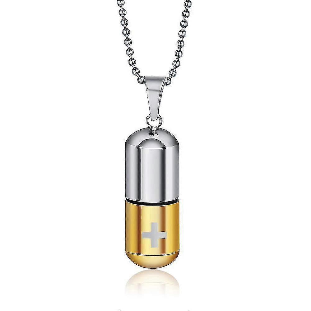 Mens Medicine Capsule Container Pill Pendant Necklace,cremation Ash Urn ...