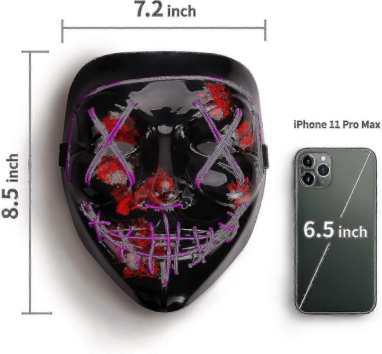 Scary Led Halloween Mask Rave Face Mask Costume_c_x | Fruugo UK