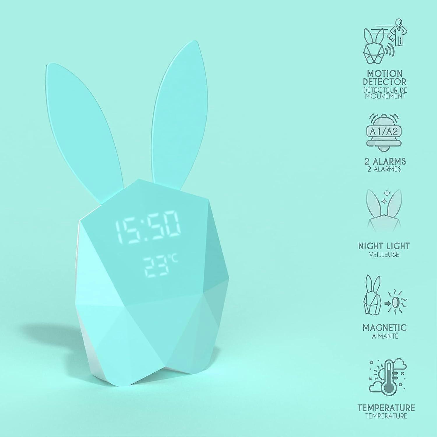 Rabbit Smart Cutie Clock Alarm Clock | Pastel Blue Sound and Motion ...