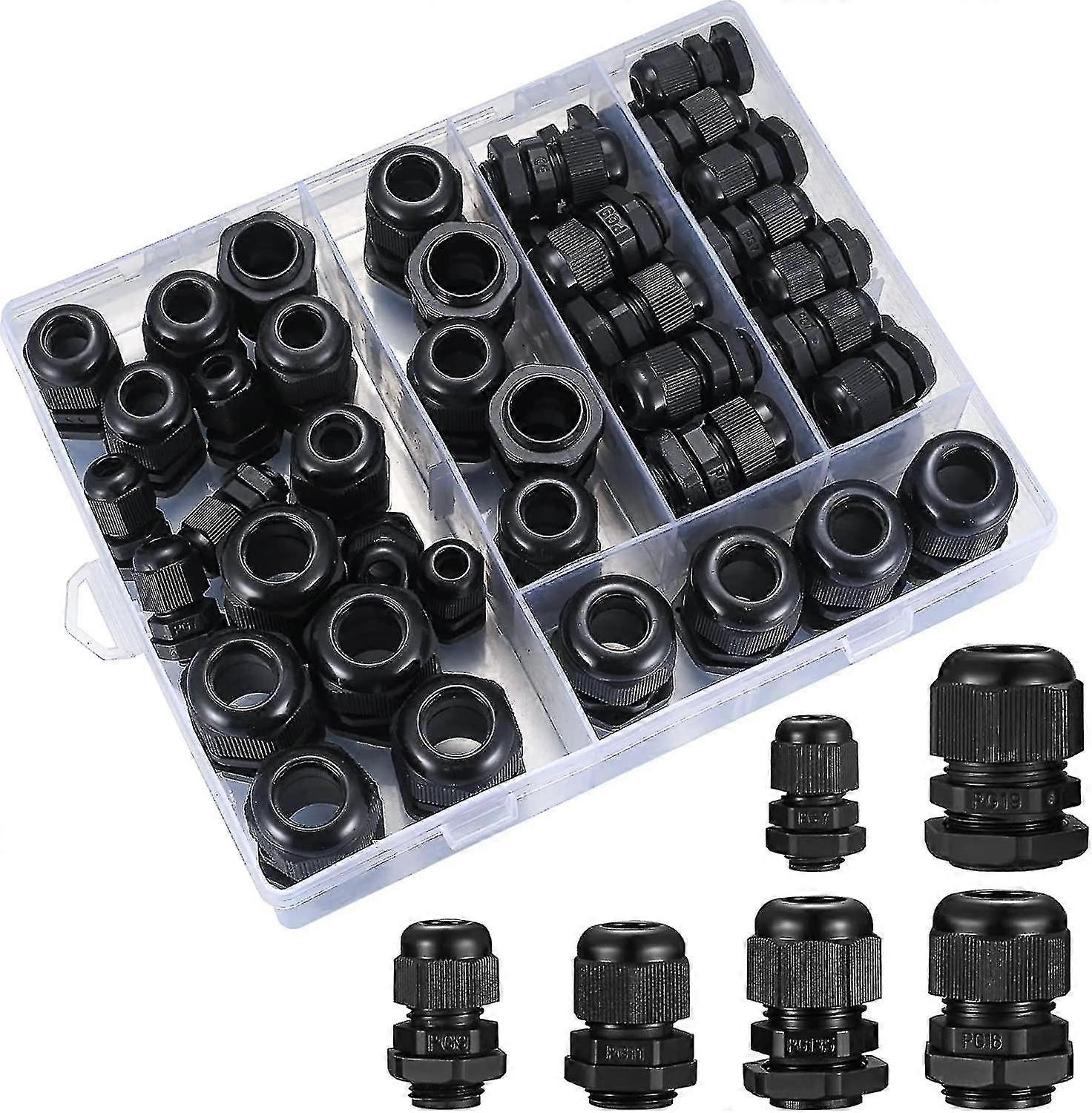 50 Pieces Cable Glands Ip68 Waterproof, Adjustable Cable Gland, Cable Connectors Glands, Locknut ...