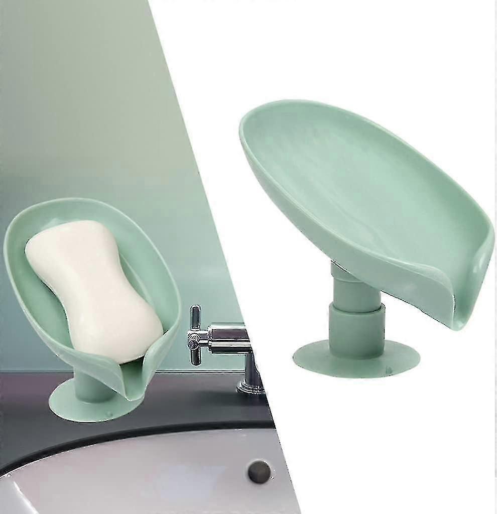 Tizzy Leaf Shaped Soap Dish, Perforated Soap Dish, Freestanding Suction ...