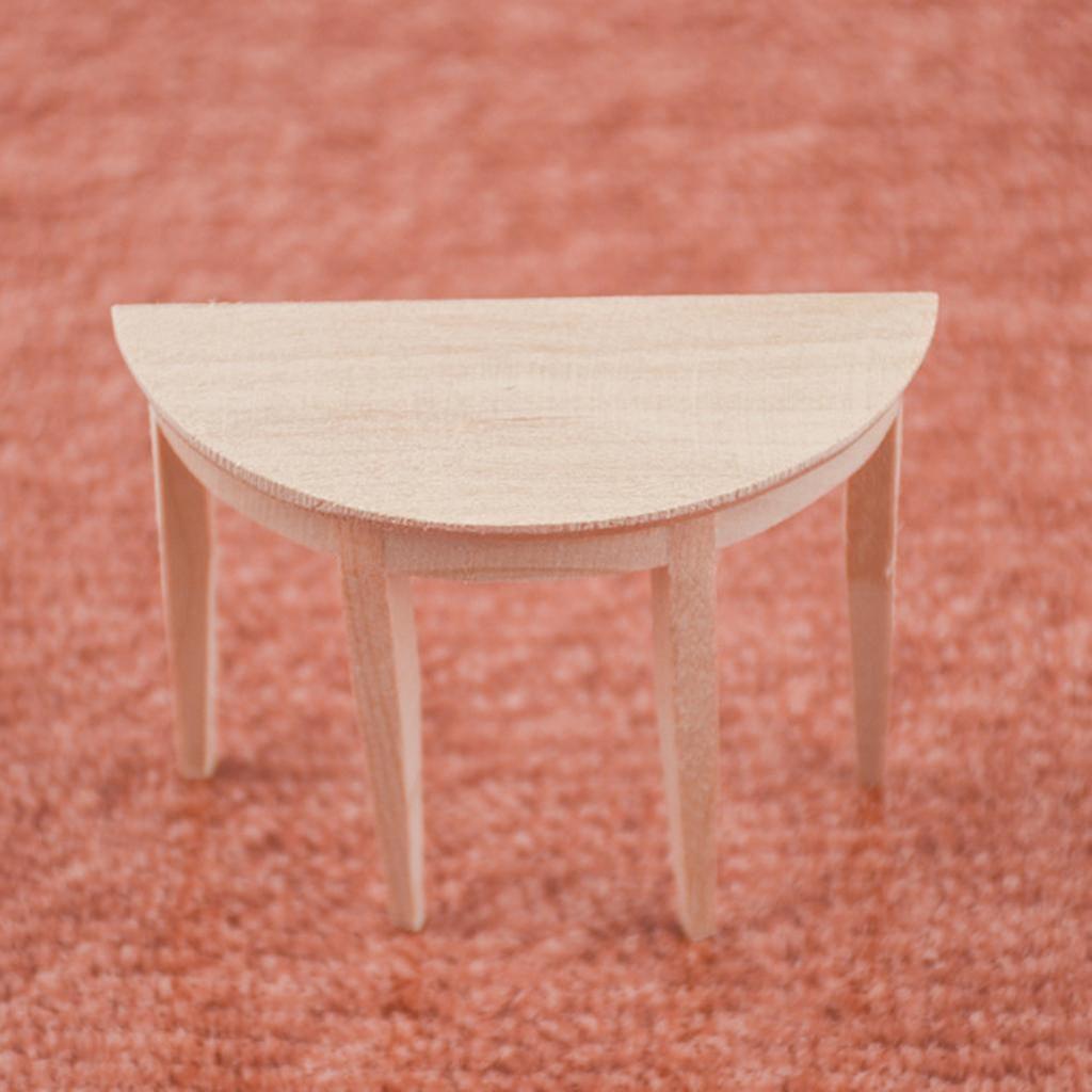 2x1/12 Scale Semicircle Table Dollhouse Miniatures Furniture Model ...