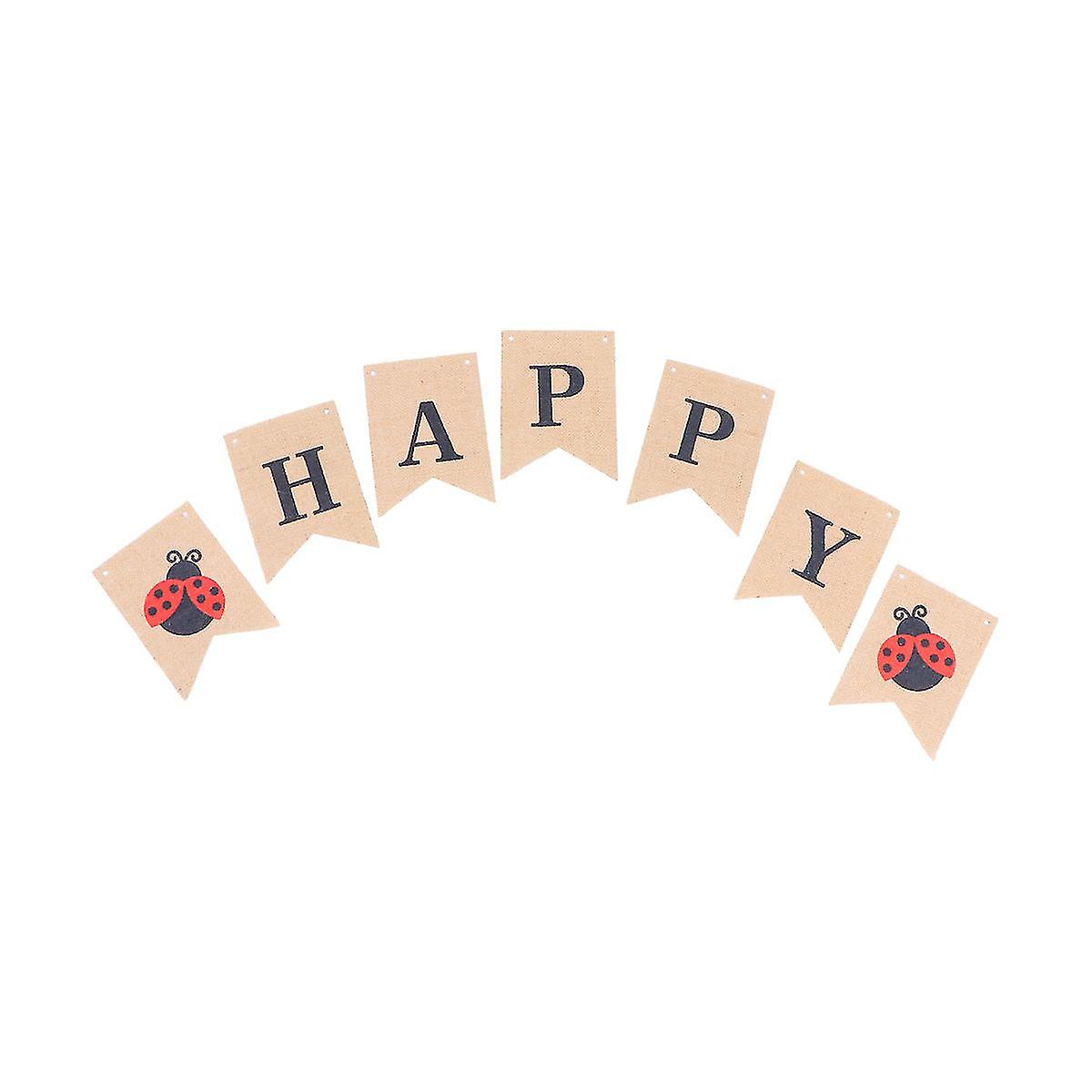 1pc Banner Happy Birthday Decor Beautiful Letter Streamer Ladybug ...