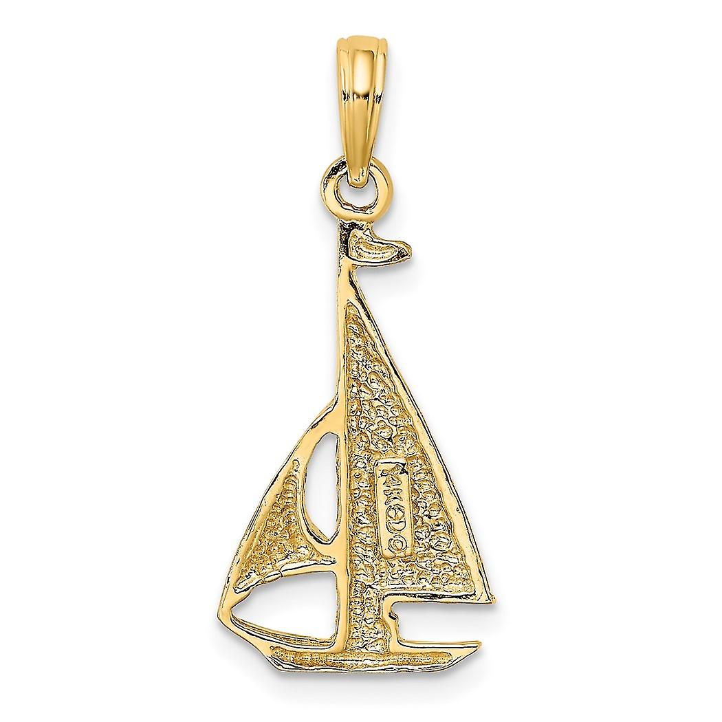 12.3mm 10k Gold 2 d Polished Sailboat Charm - 1.3 Grams - Charm for ...