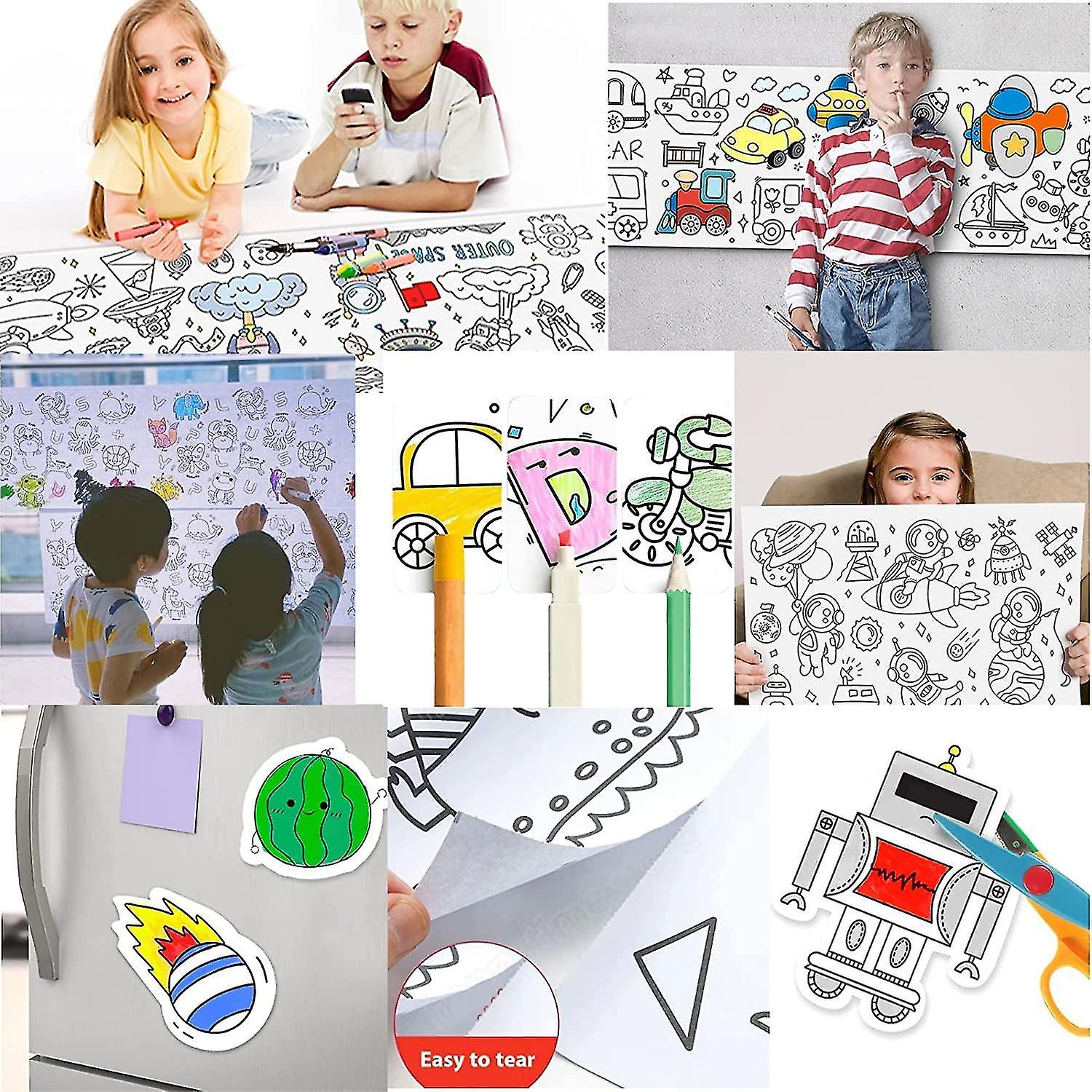 Children's Drawing Roll, Coloring Paper Roll For Kids, Sticky Color ...