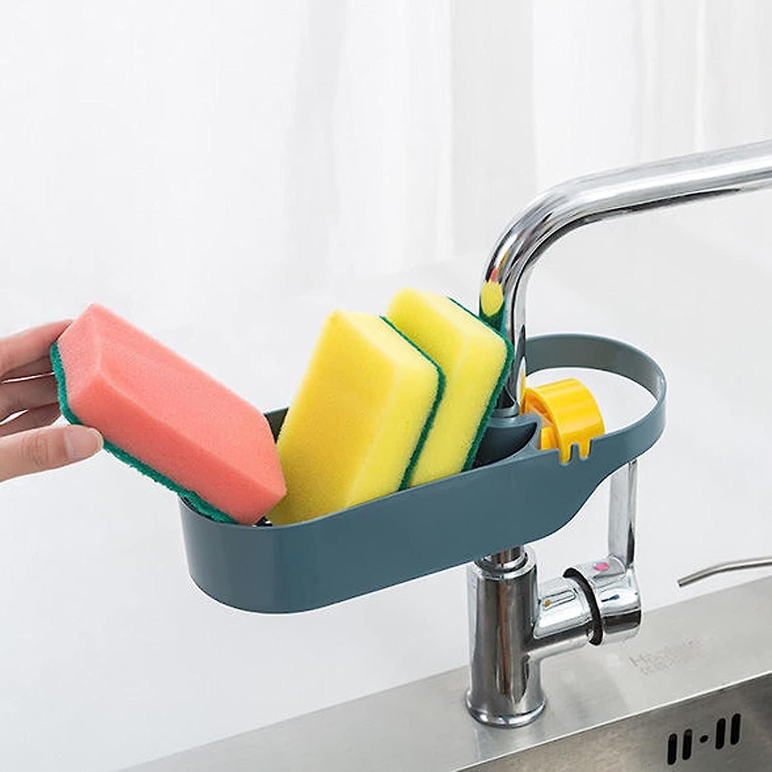 Plate Sponge Rack Adjustable Snap Sink Soap Sponge Holder, Towel Rack ...