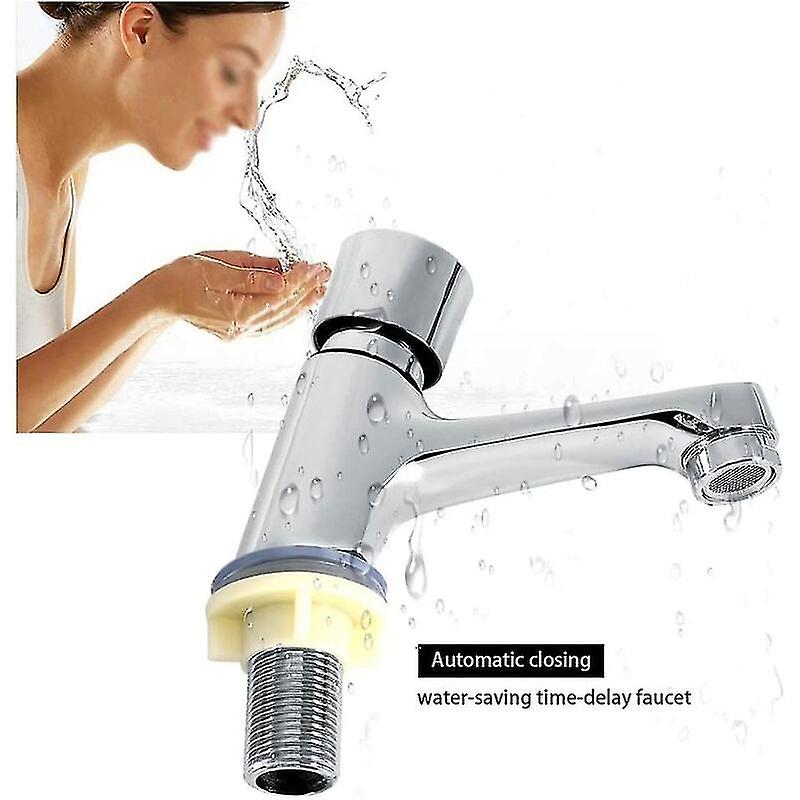 Self Closing Chrome Time Delay Faucet Water Saving Time Delay Basin ...