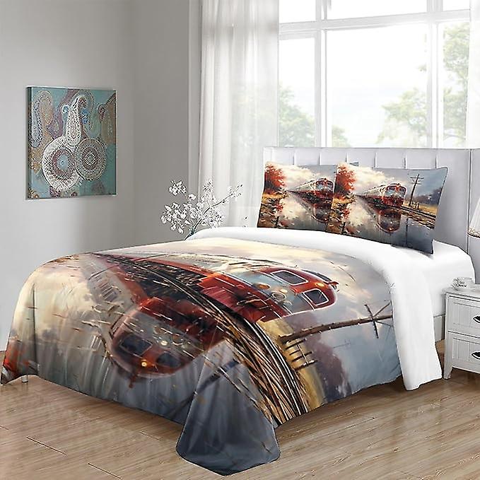 Cartoon Train 3D Printed Anime Train Bedding Set Comforter Covers Quilt ...