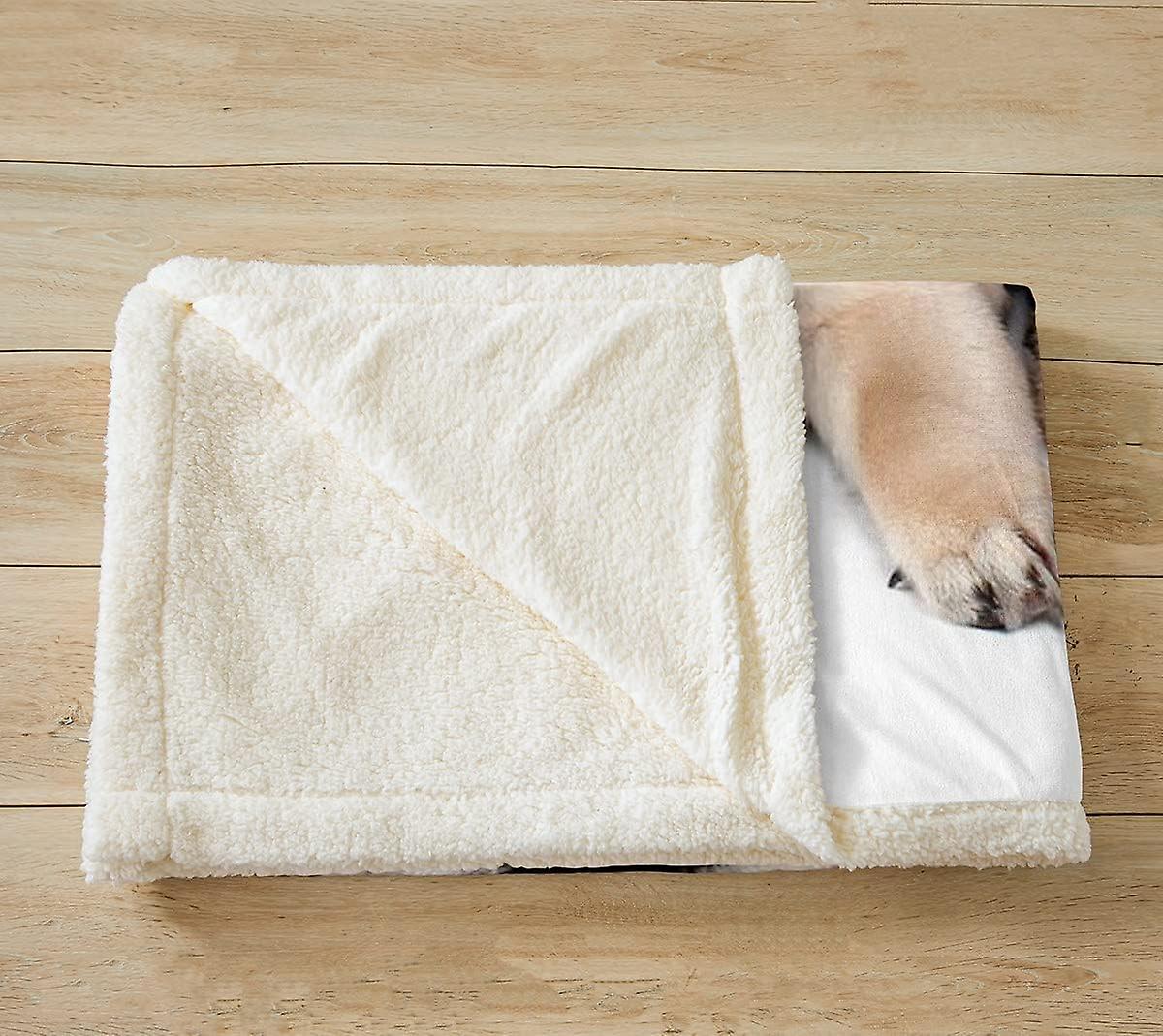 Barn Söta Hundar Sherpa Filt Tecknad Husdjur Mops Hund Kasta Filt ...