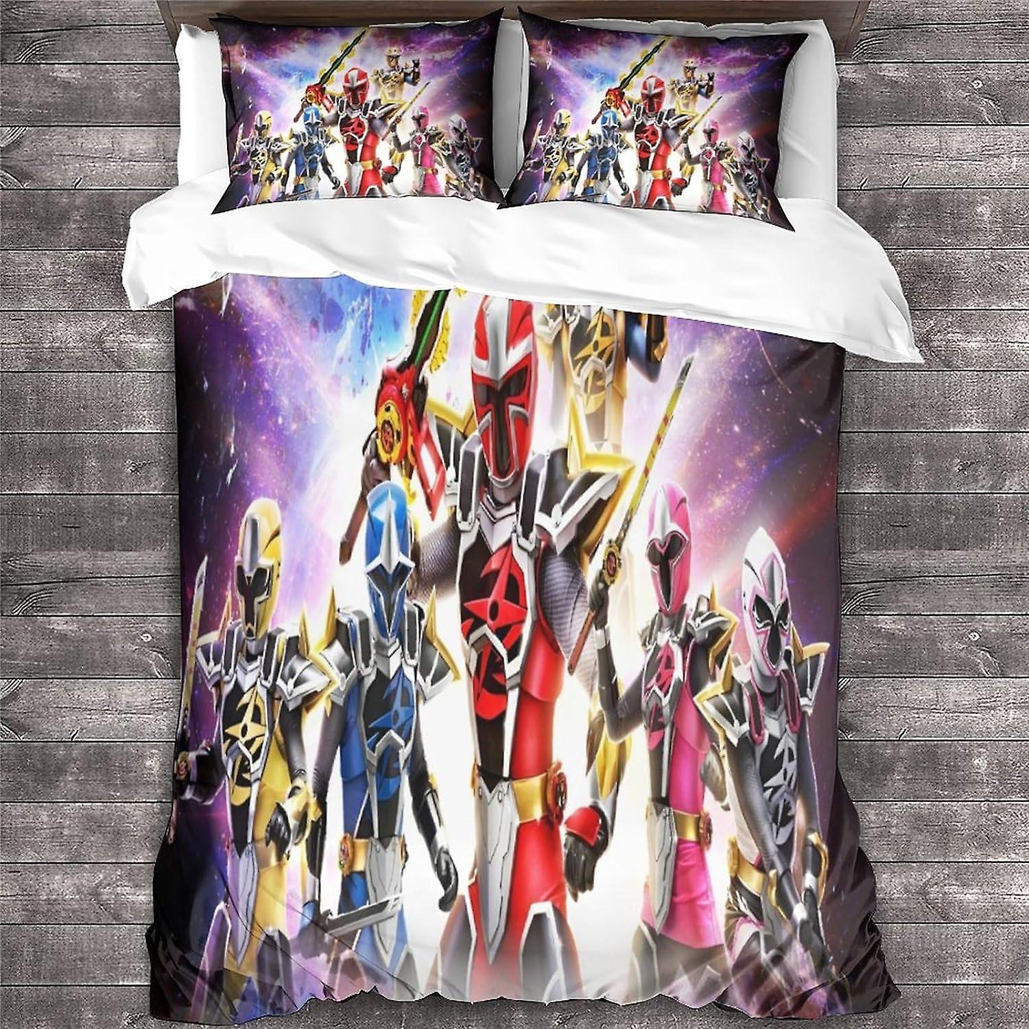 Power Rangers Duvet Cover Boys Kids Bedding Set Sci-fi Comforter Cover ...