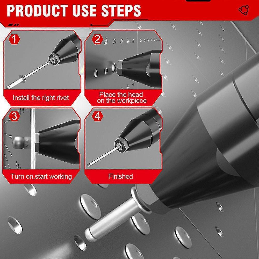 20000n Brushless Electric Rivet Gun 2.4-5.0mm Cordless Rivet Nut Gun ...