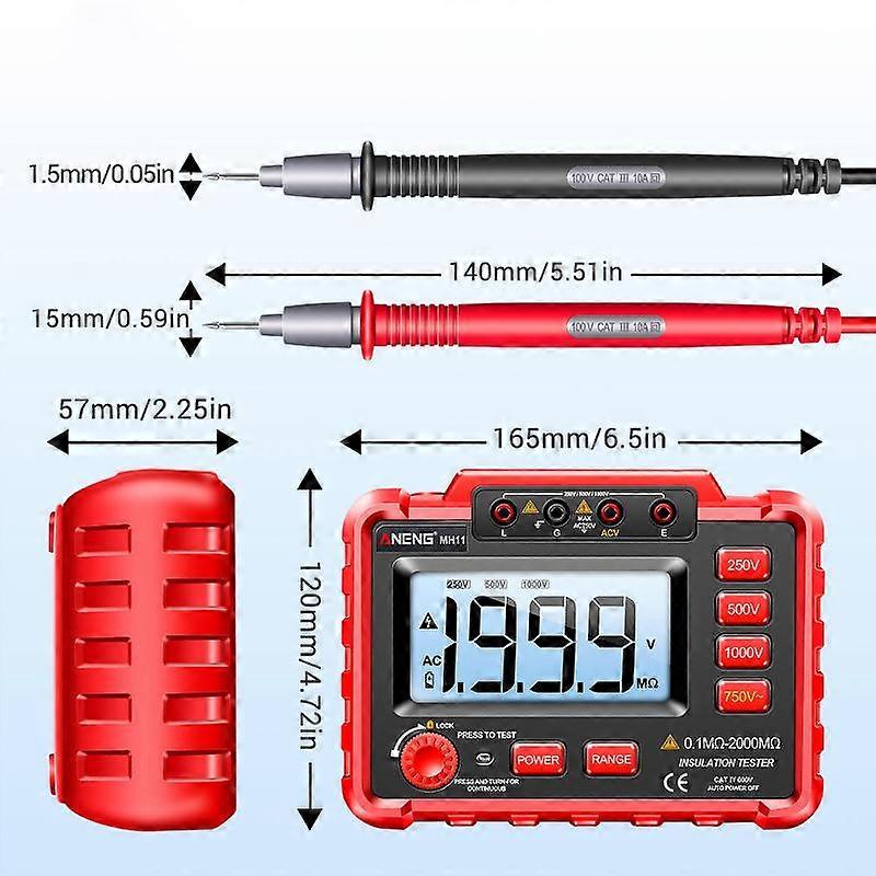 Upgraded Resistance Tester Meter High Voltage Output DC250V/500V/1000V ...