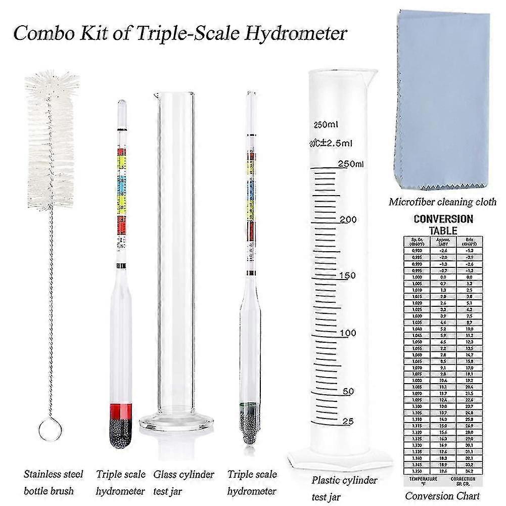 Hydrometer For Home Brew Beer,hydrometer Test Kit, Triple Scale ...