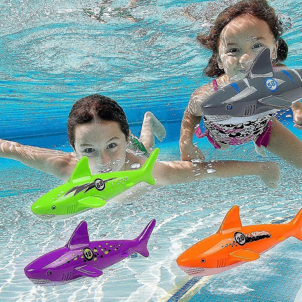 4 Pack Set Pool Toys Diving Torpedo Shark Shape Gliding Torpedo For ...