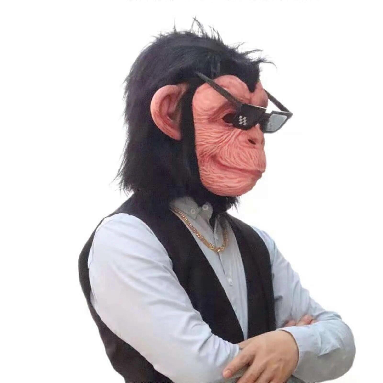 Monkey Full Face Mask Animal Latex Head Carnival Party Cosplay Helmet ...